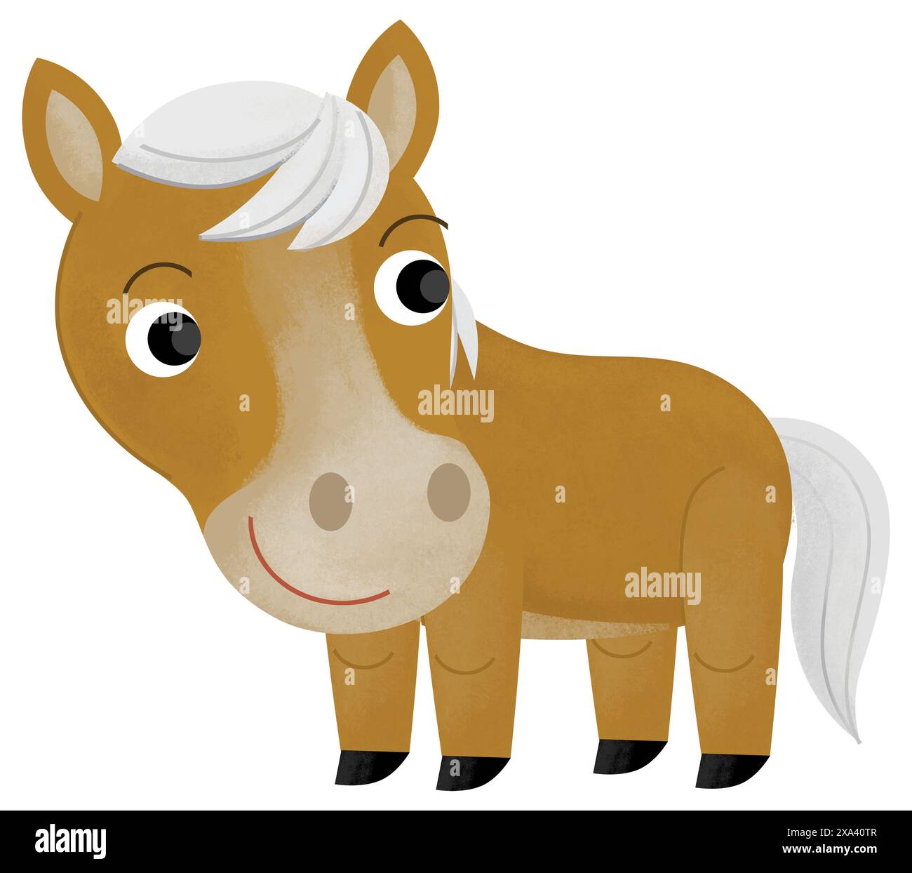 Cartoon happy farm animal horse stallion pony isolated illustration for ...