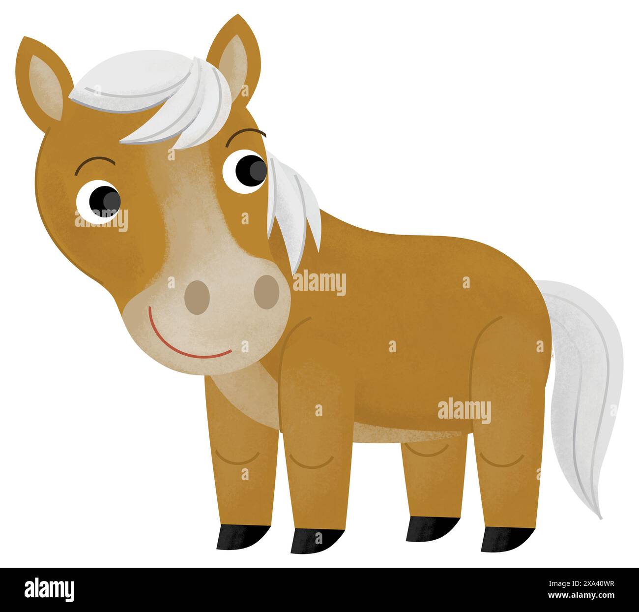 Cartoon happy farm animal horse stallion pony isolated illustration for ...