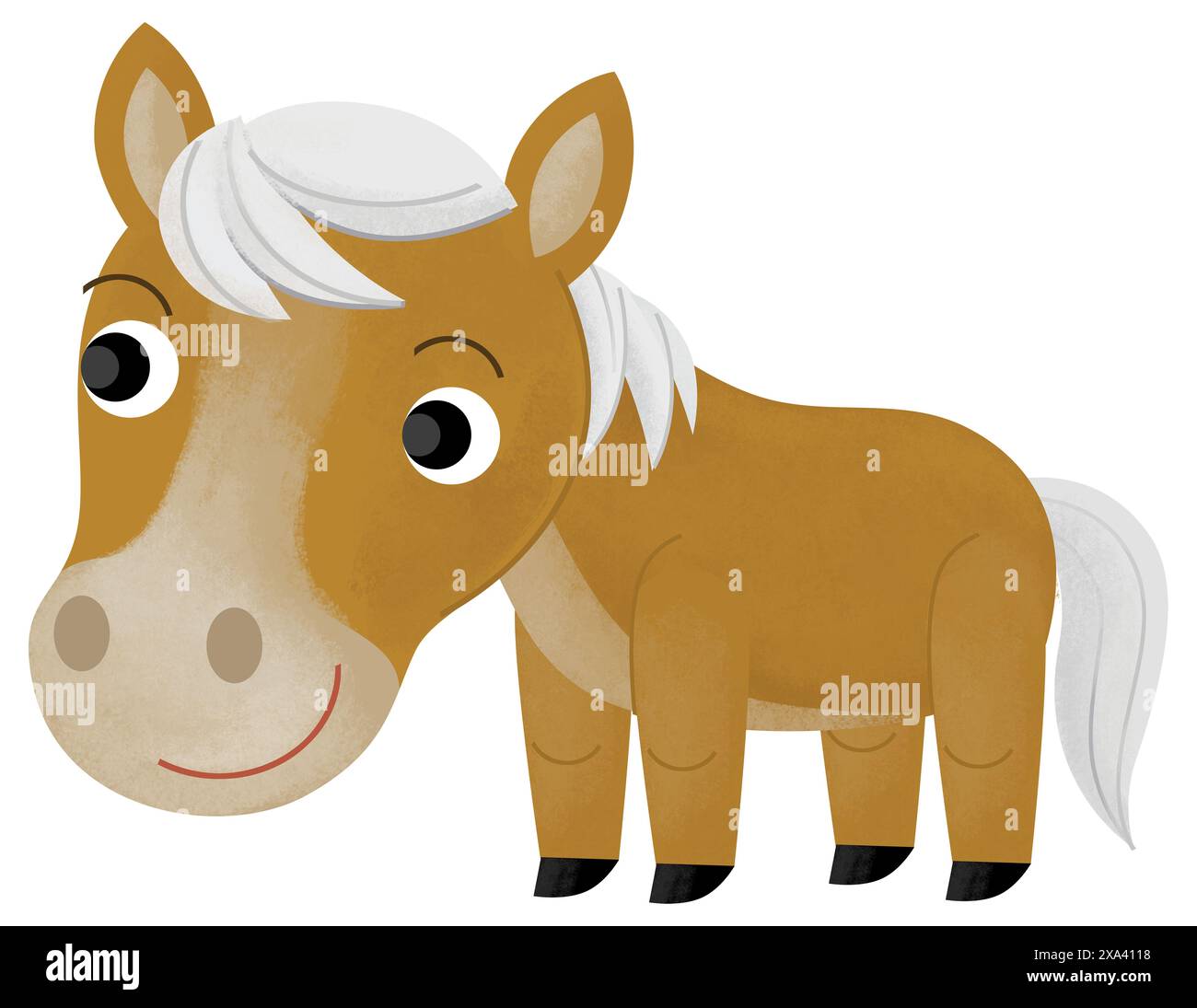 Cartoon happy farm animal horse stallion pony isolated illustration for ...