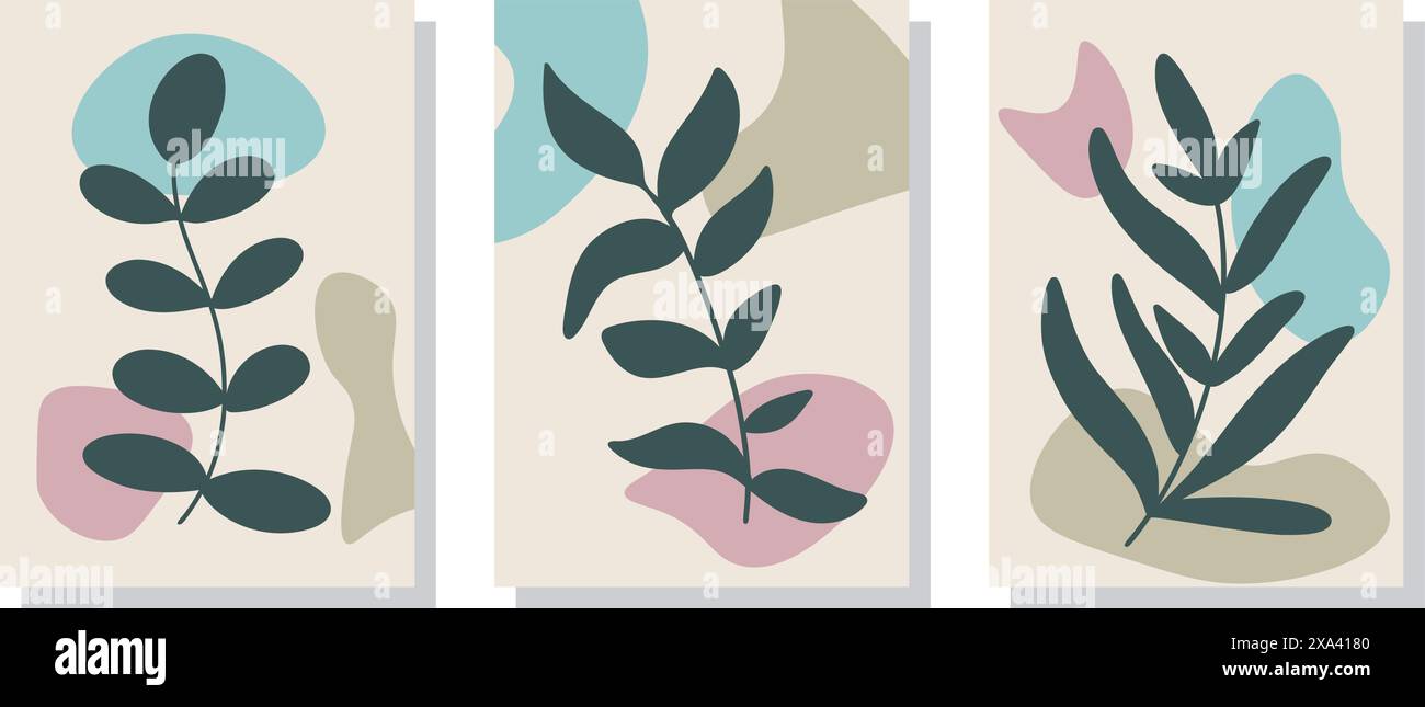 Set of abstract frames with foliage wall decor Stock Vector Image & Art ...