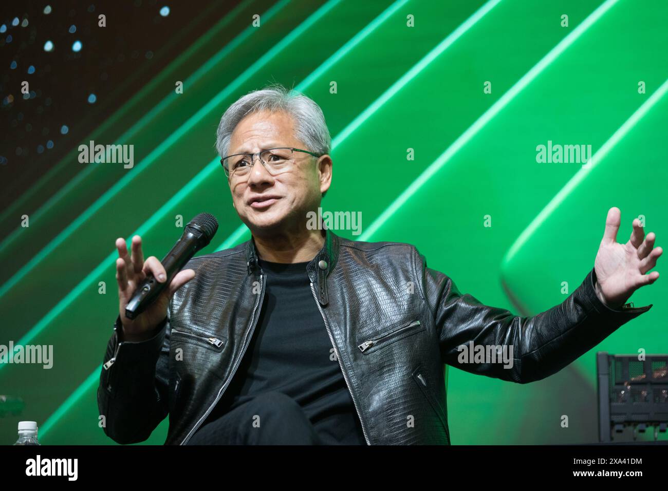 Jensen Huang NVIDIA's Founder, President and CEO gestures during a News ...