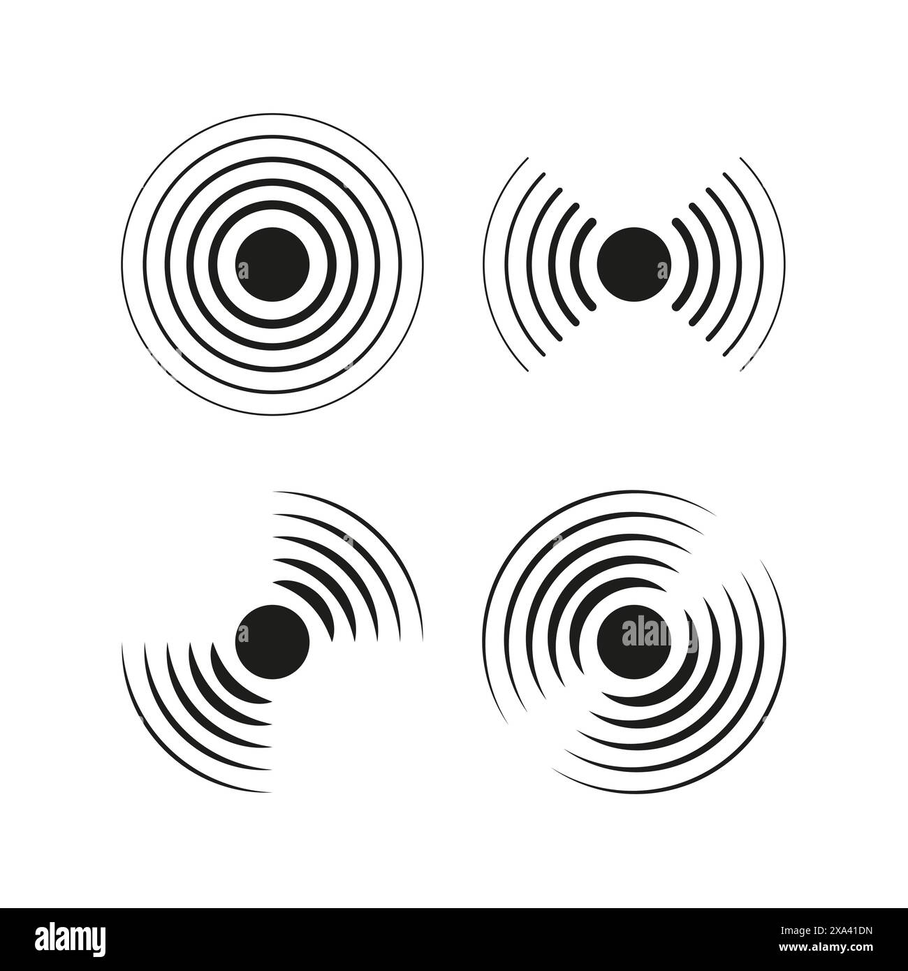 Abstract concentric circles. Black and white. Radial design elements ...