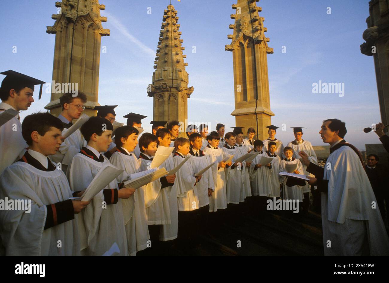 May Day Oxford Choristers sing madrigals from the top of Magdalen College Tower each May 1st ...