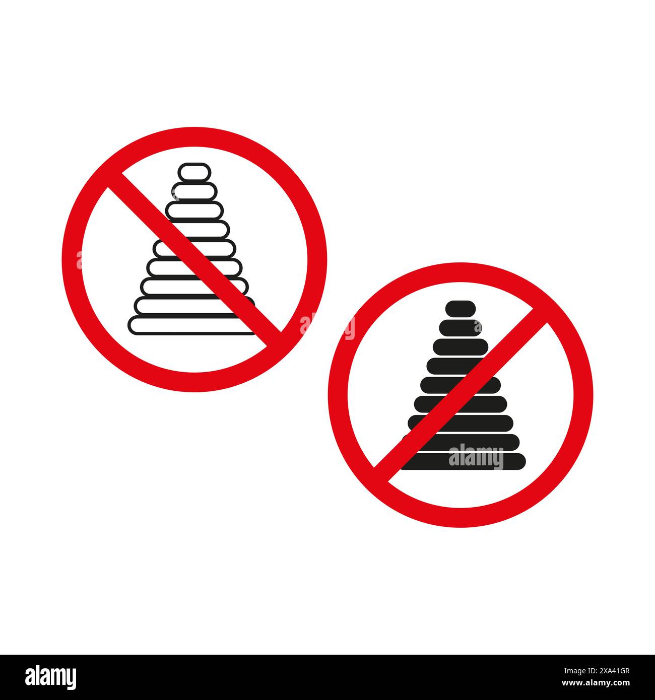 Prohibited stacked circles. Red no entry signs. Vector restriction ...