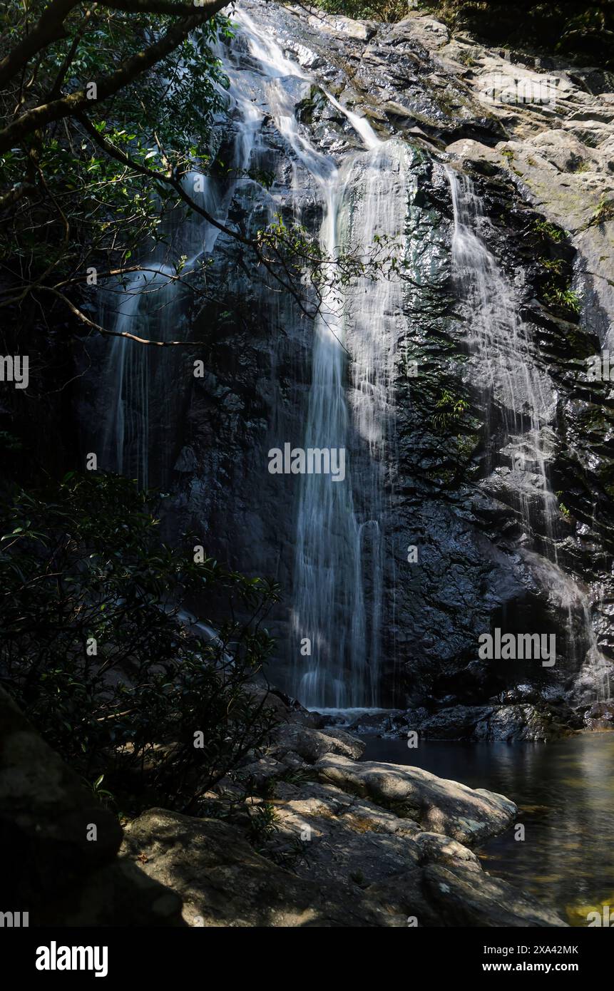 streams and waterfalls on the mountains of Hong Kong. The Pingnam ...