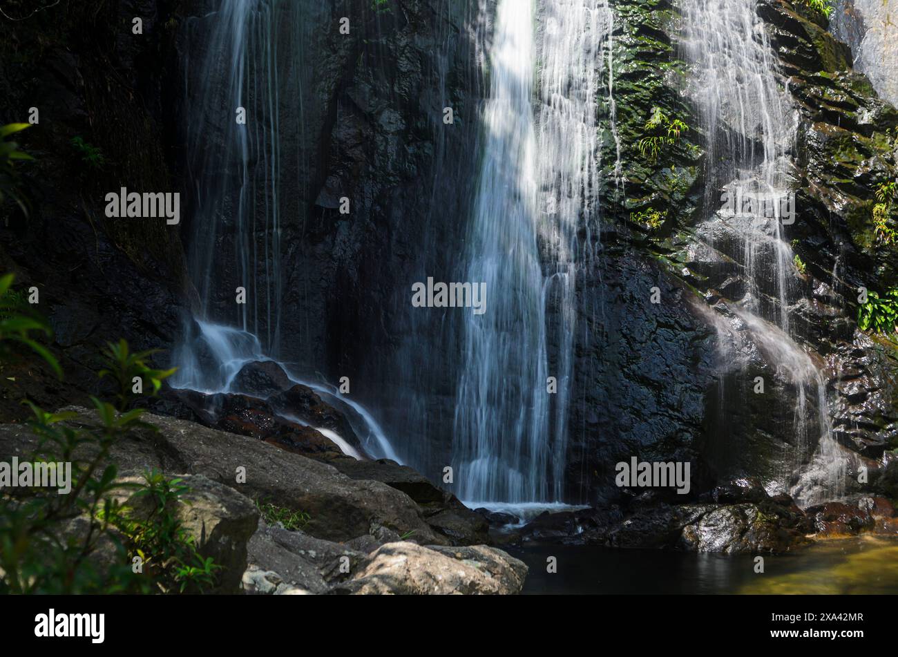 streams and waterfalls on the mountains of Hong Kong. The Pingnam ...