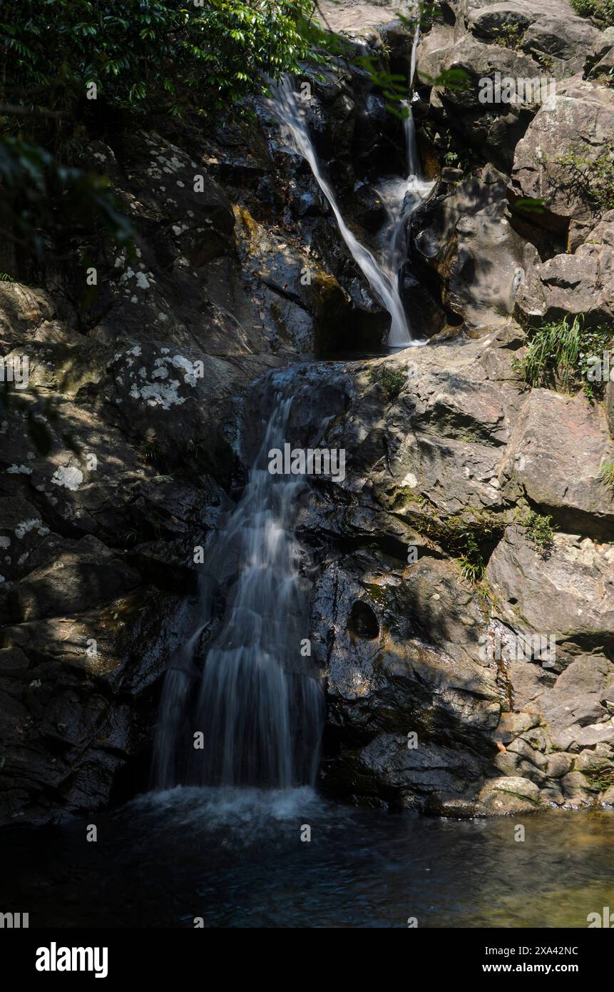 streams and waterfalls on the mountains of Hong Kong. The Pingnam ...