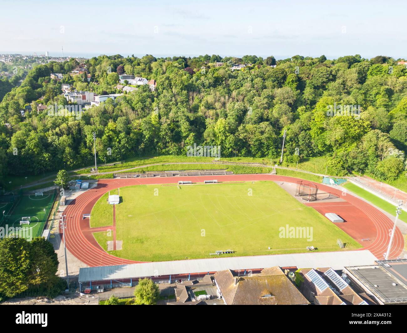 aerial view of withdean sports complex and athletic track in Brighton ...