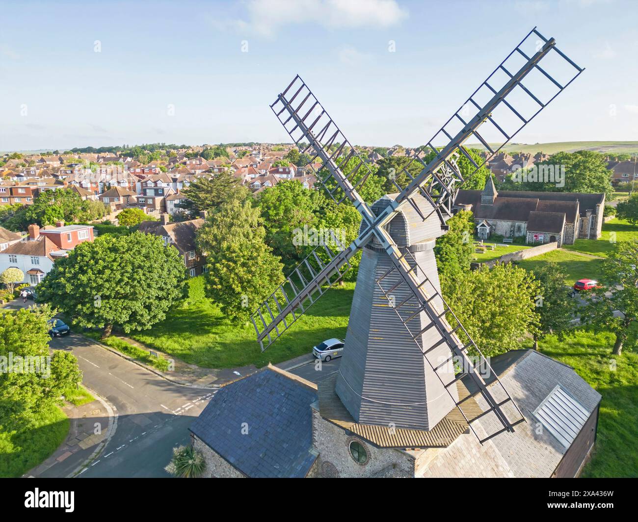 aerial view of west blatchington windmill, a grade 2 listed smock mill ...