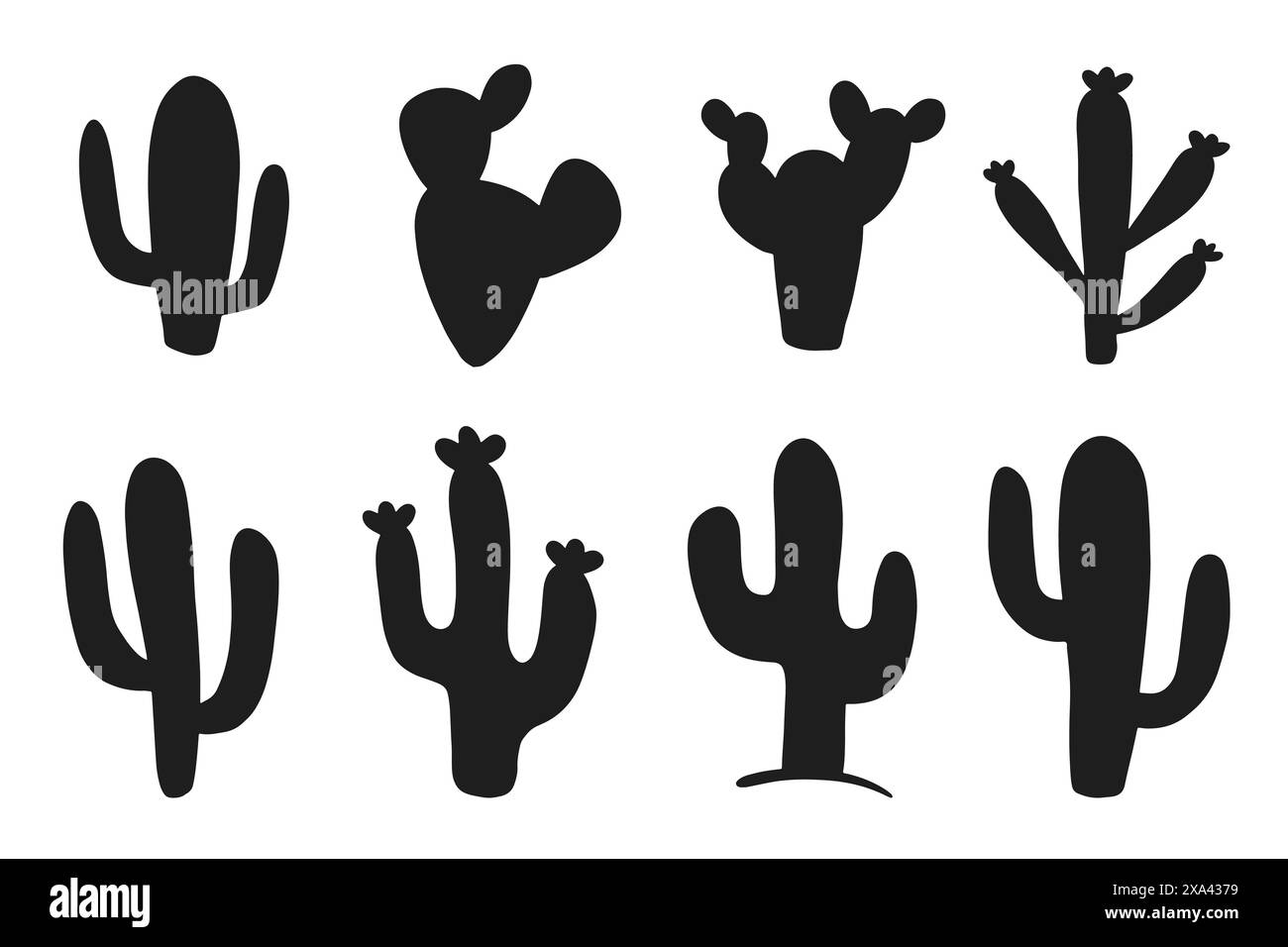 Hand drawn cacti doodles set. Cute cactus sketch Stock Vector Image ...