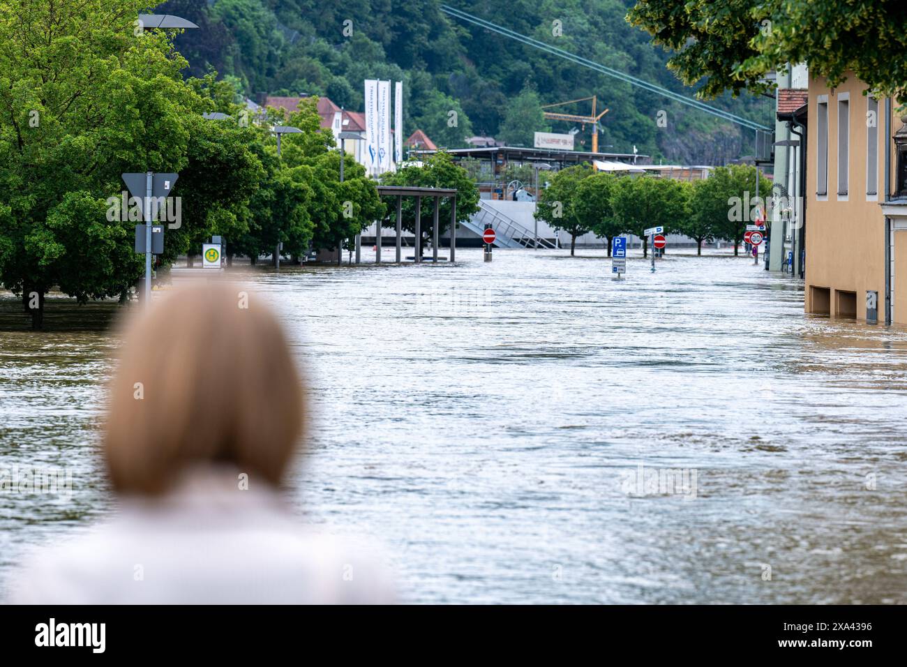 Passau, Germany. 04th June, 2024. Parts of the old town are flooded by ...