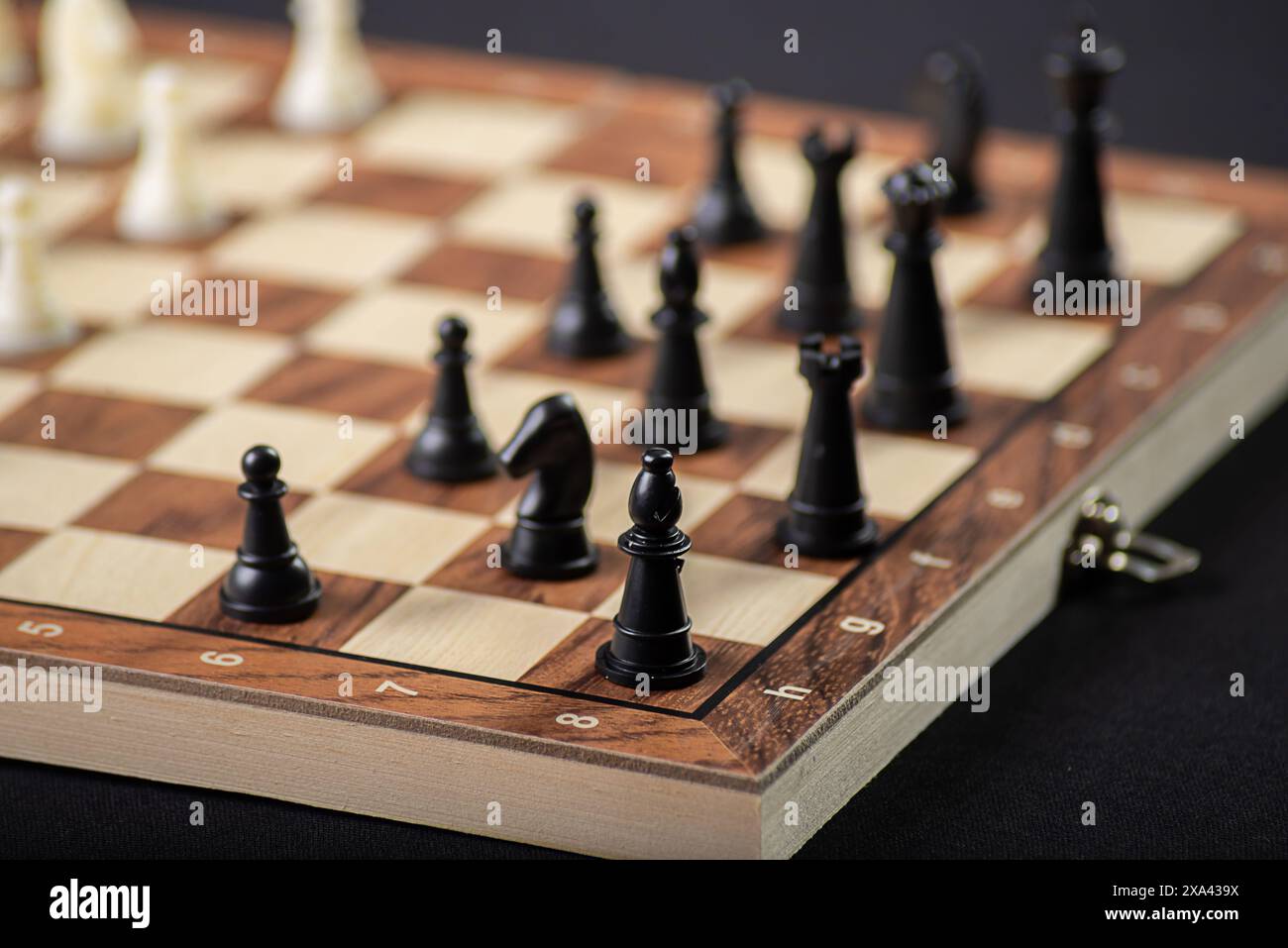 Chess board with light and dark pieces. Game concept. Board game. Hobby ...
