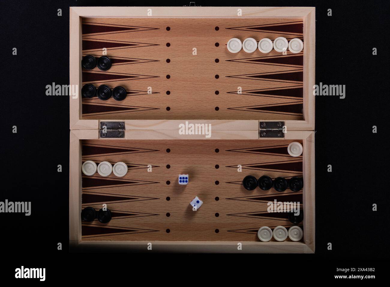 Traditional backgammon game. Photographed from top to bottom. Board ...