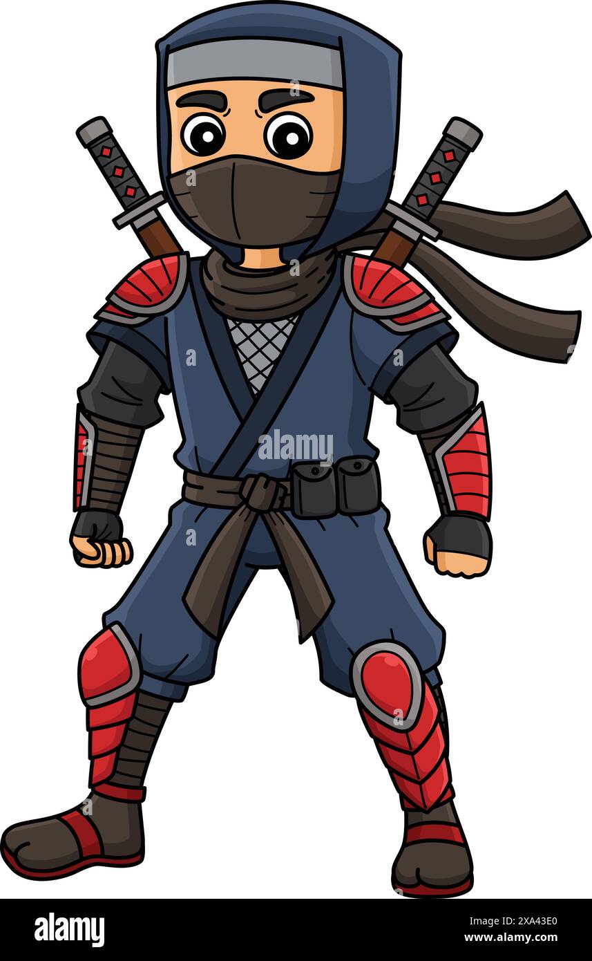 Ninja with Armor Cartoon Colored Clipart Stock Vector Image & Art - Alamy