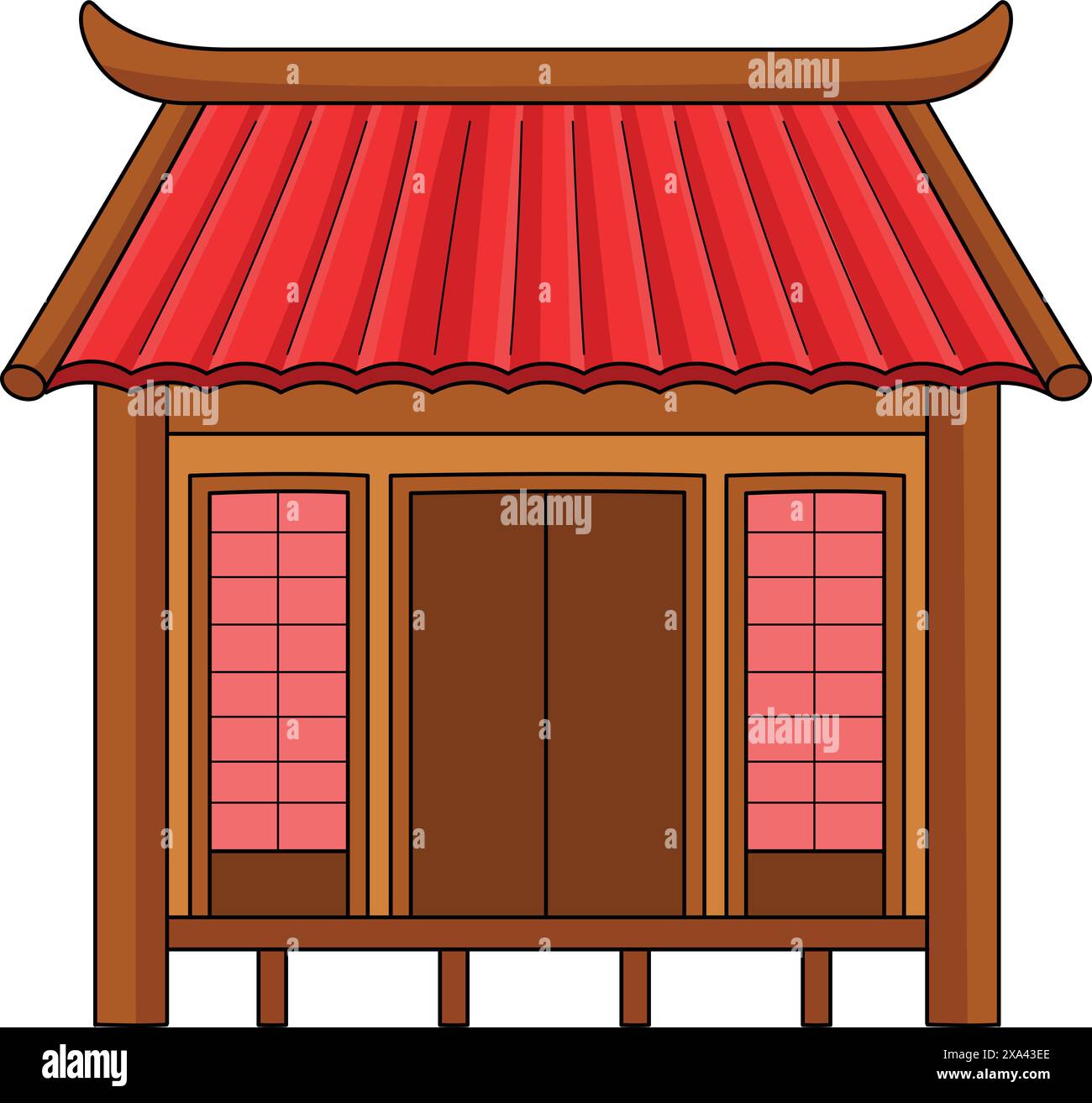 Ninja House Cartoon Colored Clipart Illustration Stock Vector Image ...