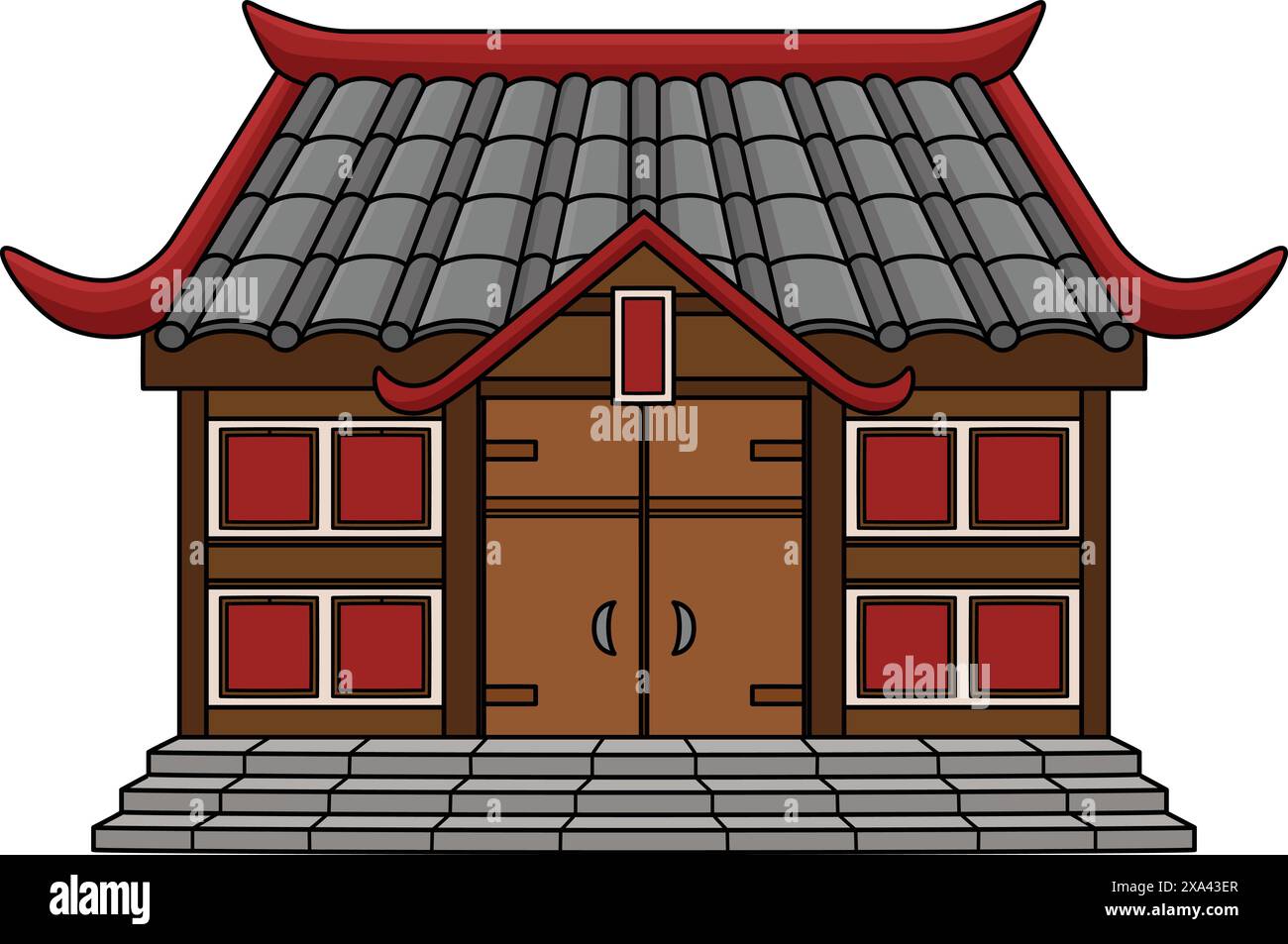 Ninja House Cartoon Colored Clipart Illustration Stock Vector Image ...