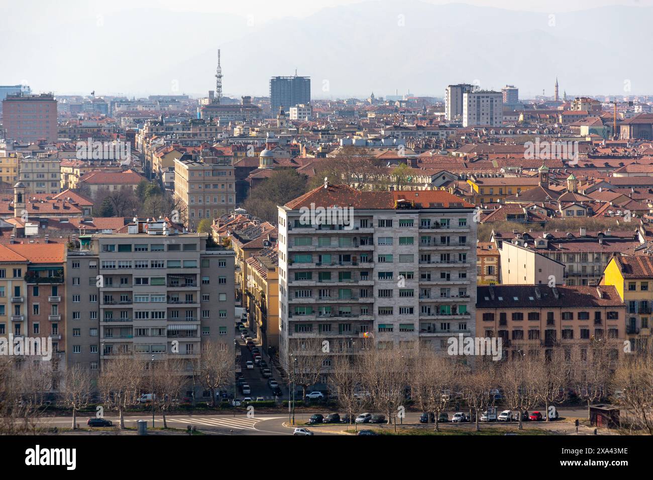 Turin, Italy - March 28, 2022: Aerial view of the Italian city of Turin ...