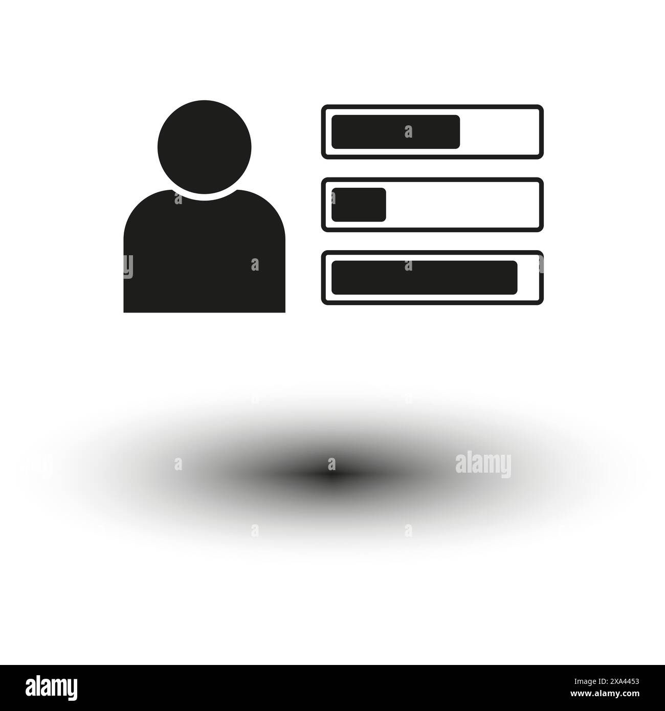 User profile and skill bars vector icon. Personal abilities chart ...