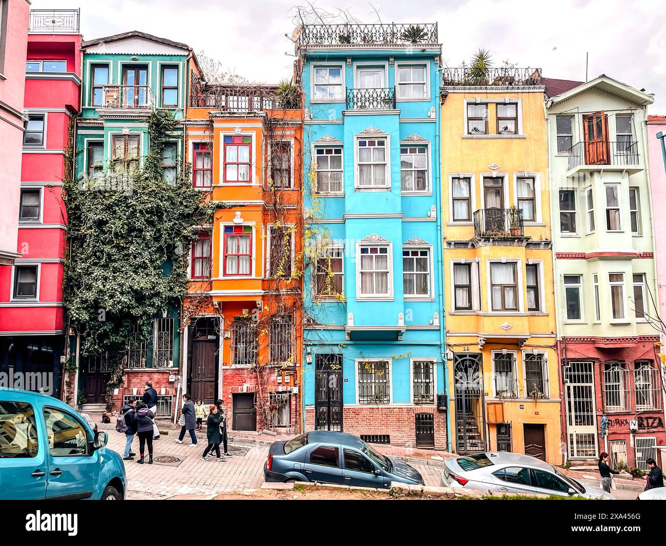 Istanbul, Turkiye - FEB 3, 2024: Traditional architecture and street ...