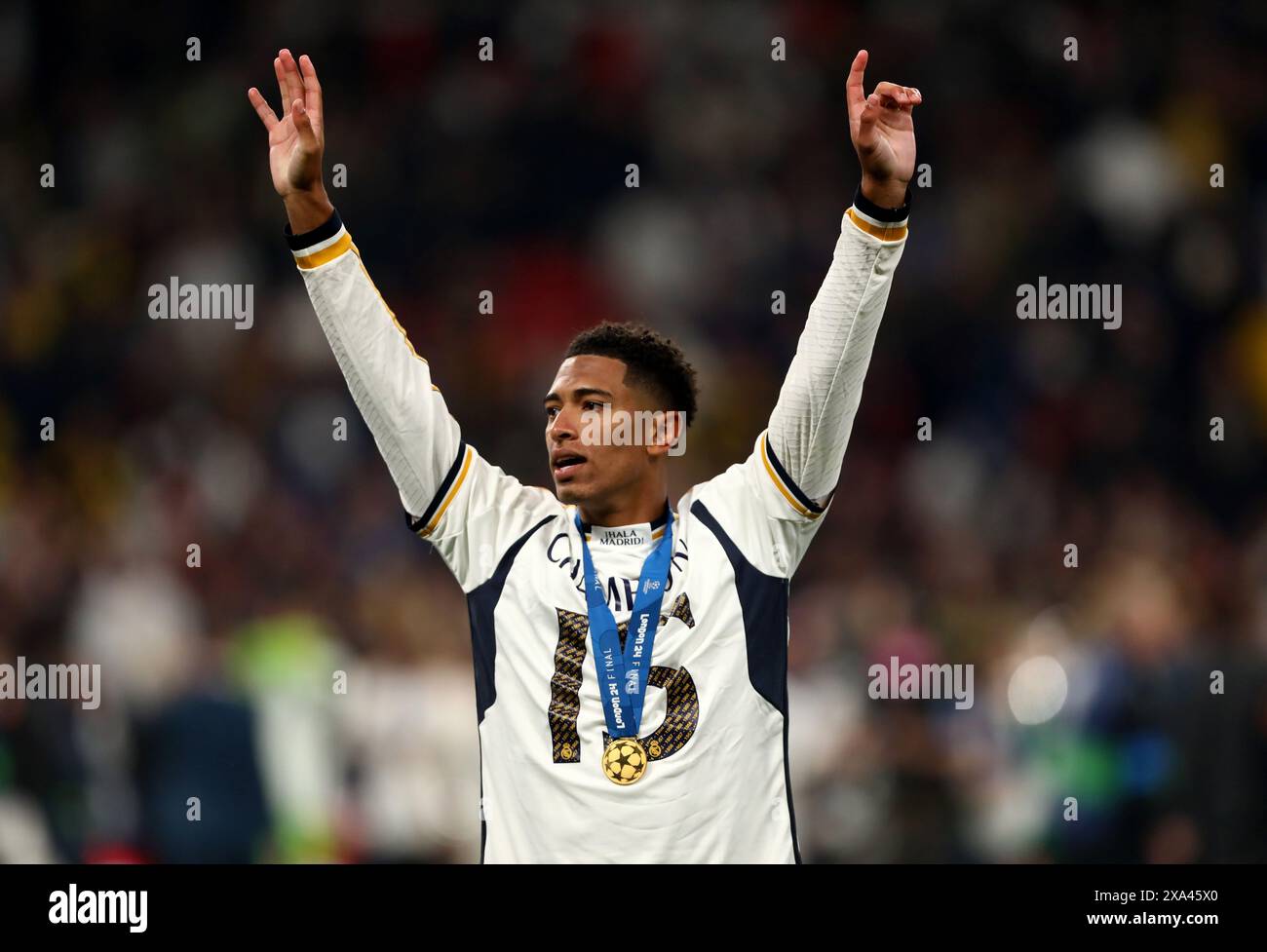 Jude Bellingham of Real Madrid celebrates winning the Champions League ...