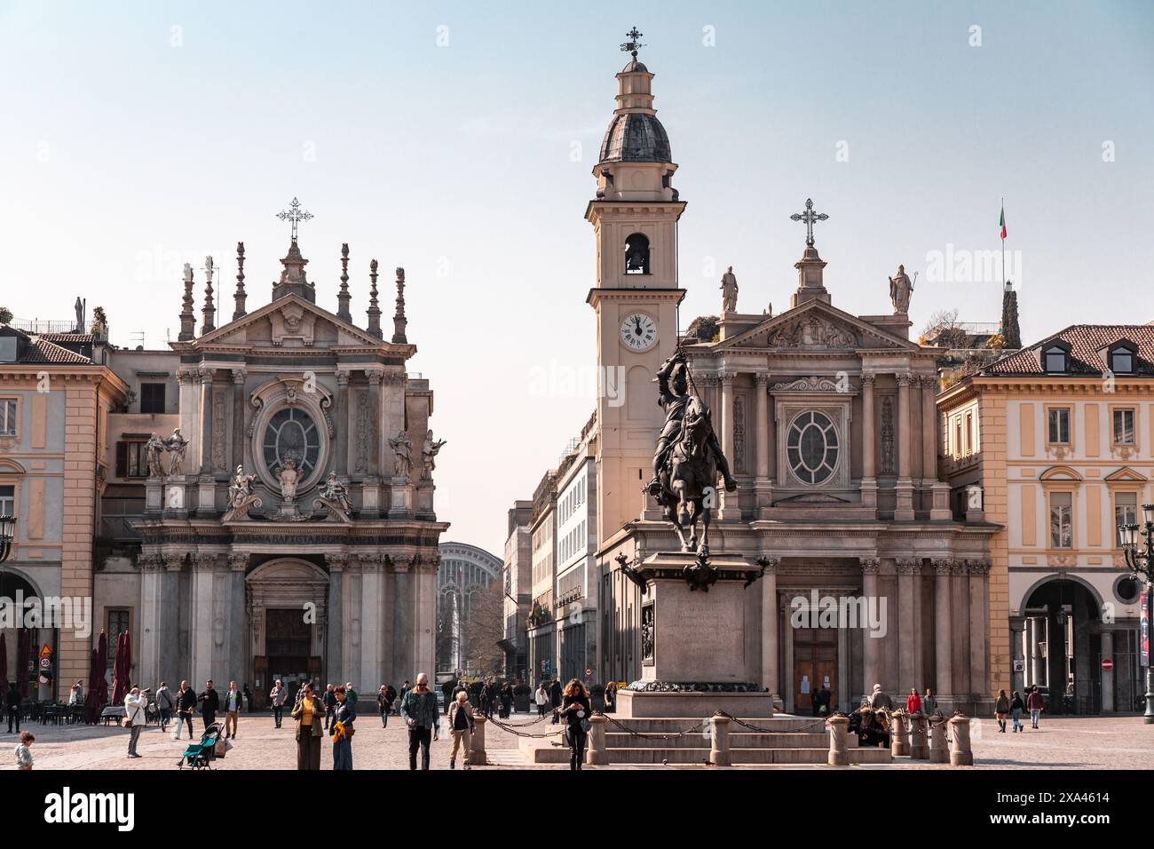 Turin, Italy - March 28, 2022: Piazza Carlo Alberto is one of the ...