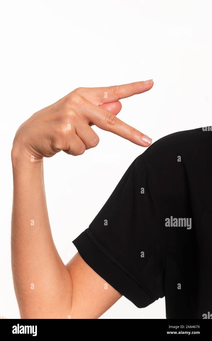 Close-up of a hand making the letter P in Brazilian sign language for ...