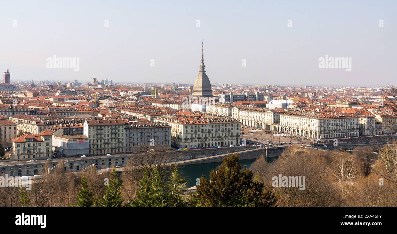 Turin, Italy - March 28, 2022: Aerial view of the Italian city of Turin ...