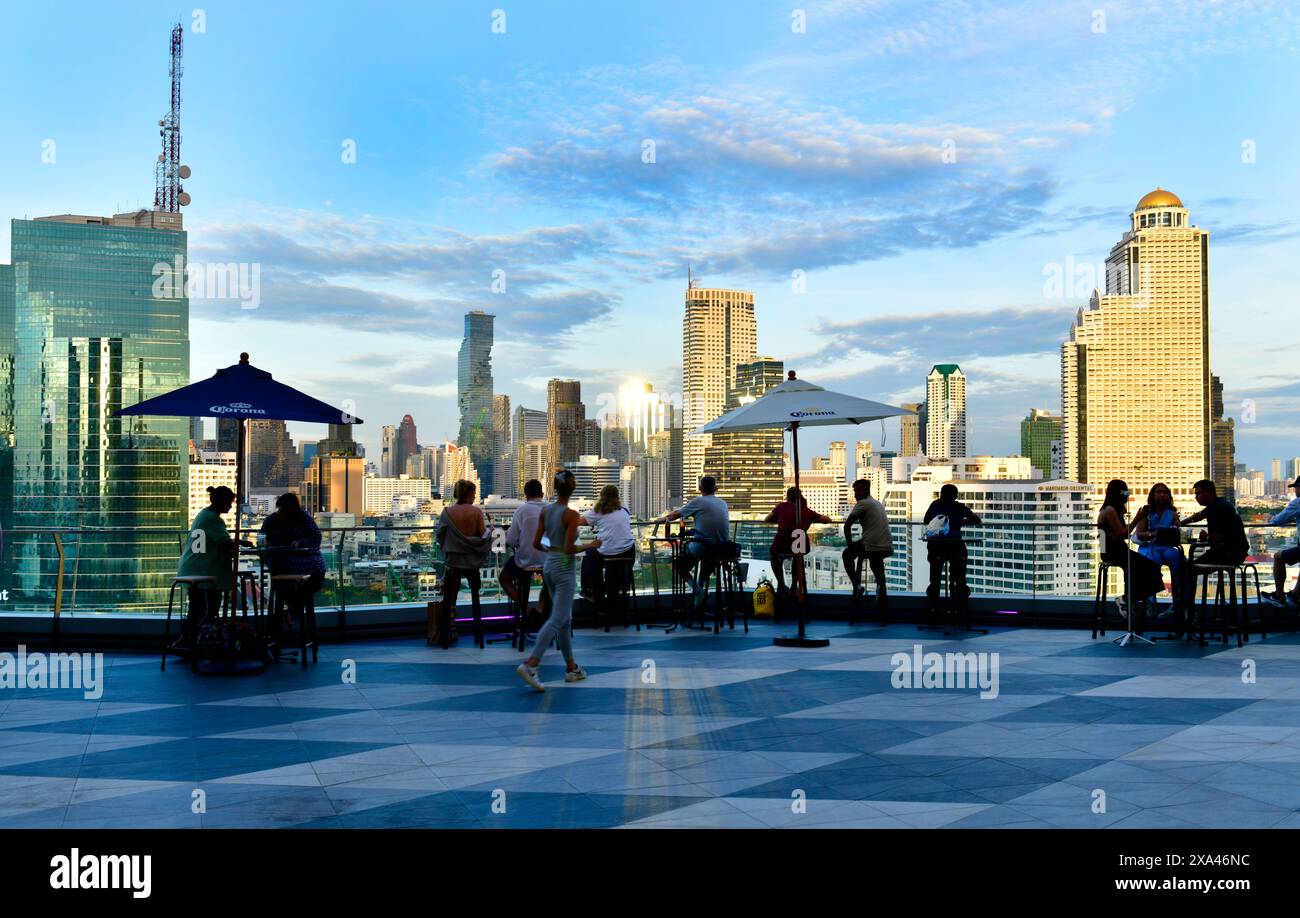 Bangkok,Thailand , June 2- 2024 : View of the city from the rooftop bar ...