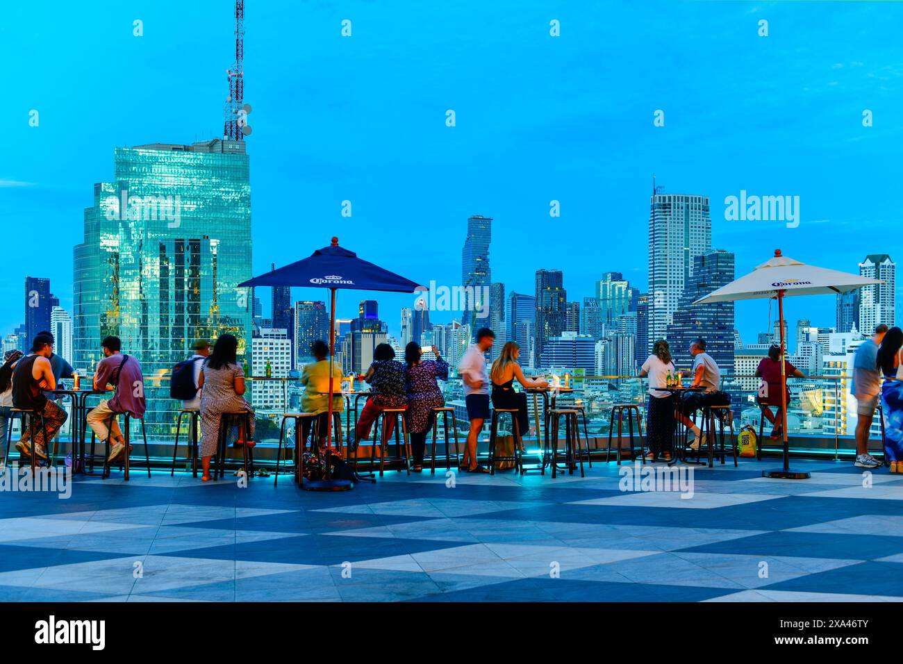 Bangkok,Thailand , June 2- 2024 : View of the city from the rooftop bar ...