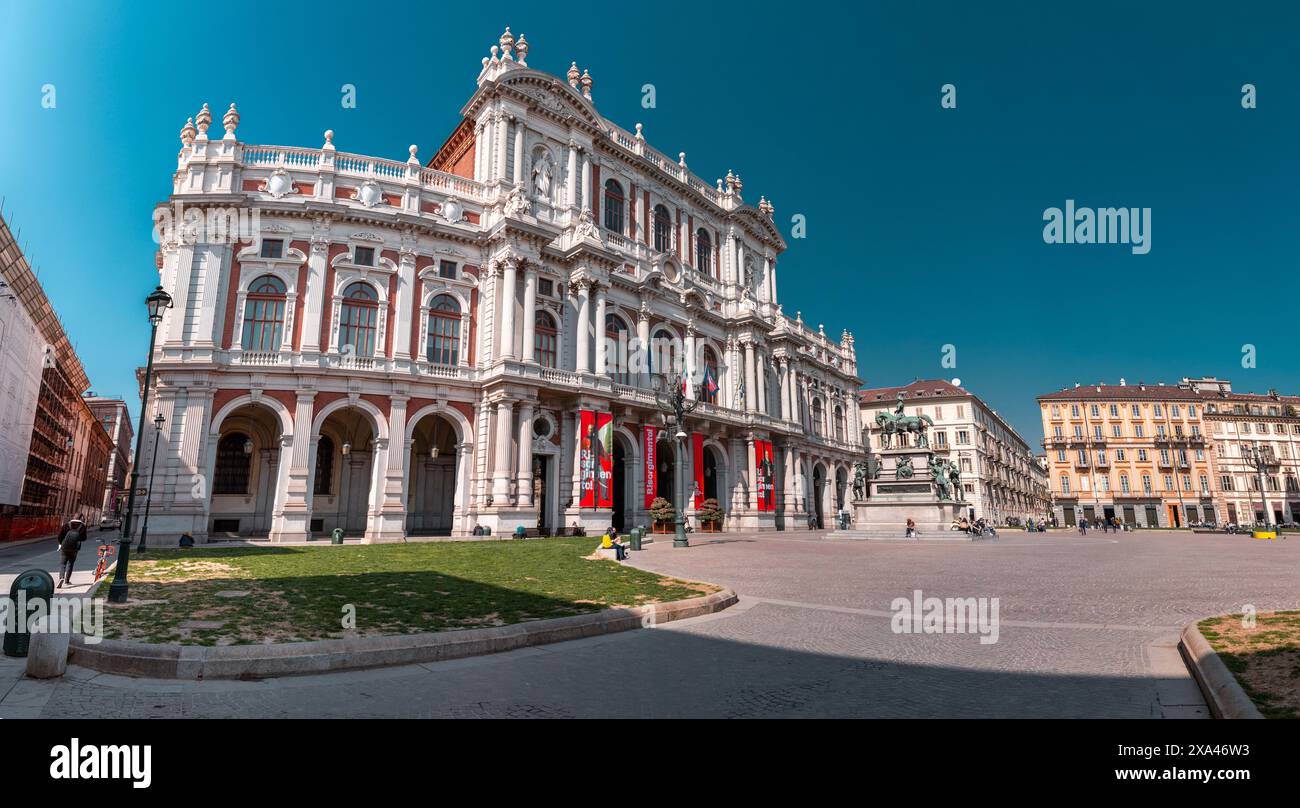 Turin, Italy - March 28, 2022: Piazza Carlo Alberto is one of the ...