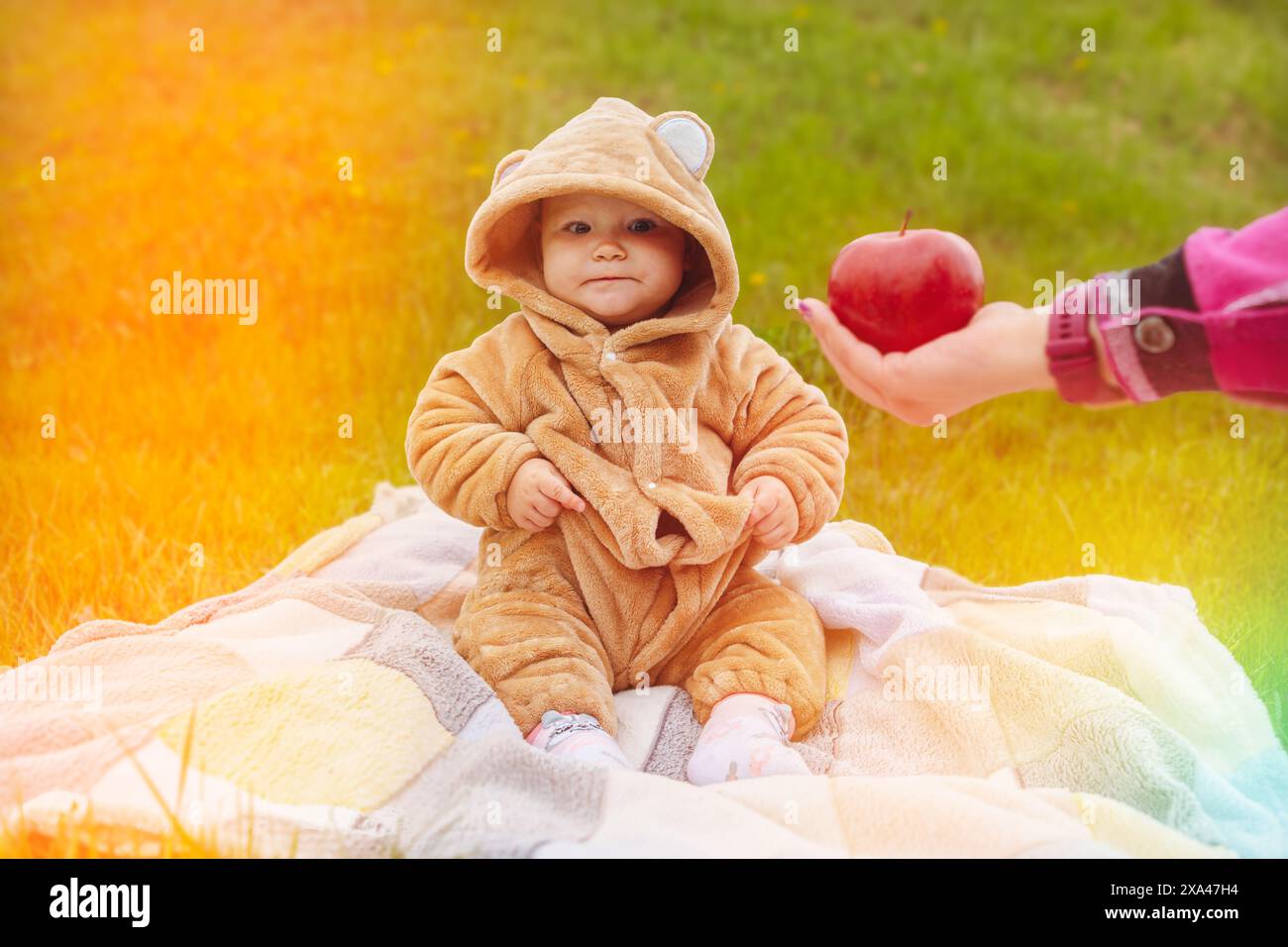 Cute baby boy apple fruit hi-res stock photography and images - Alamy