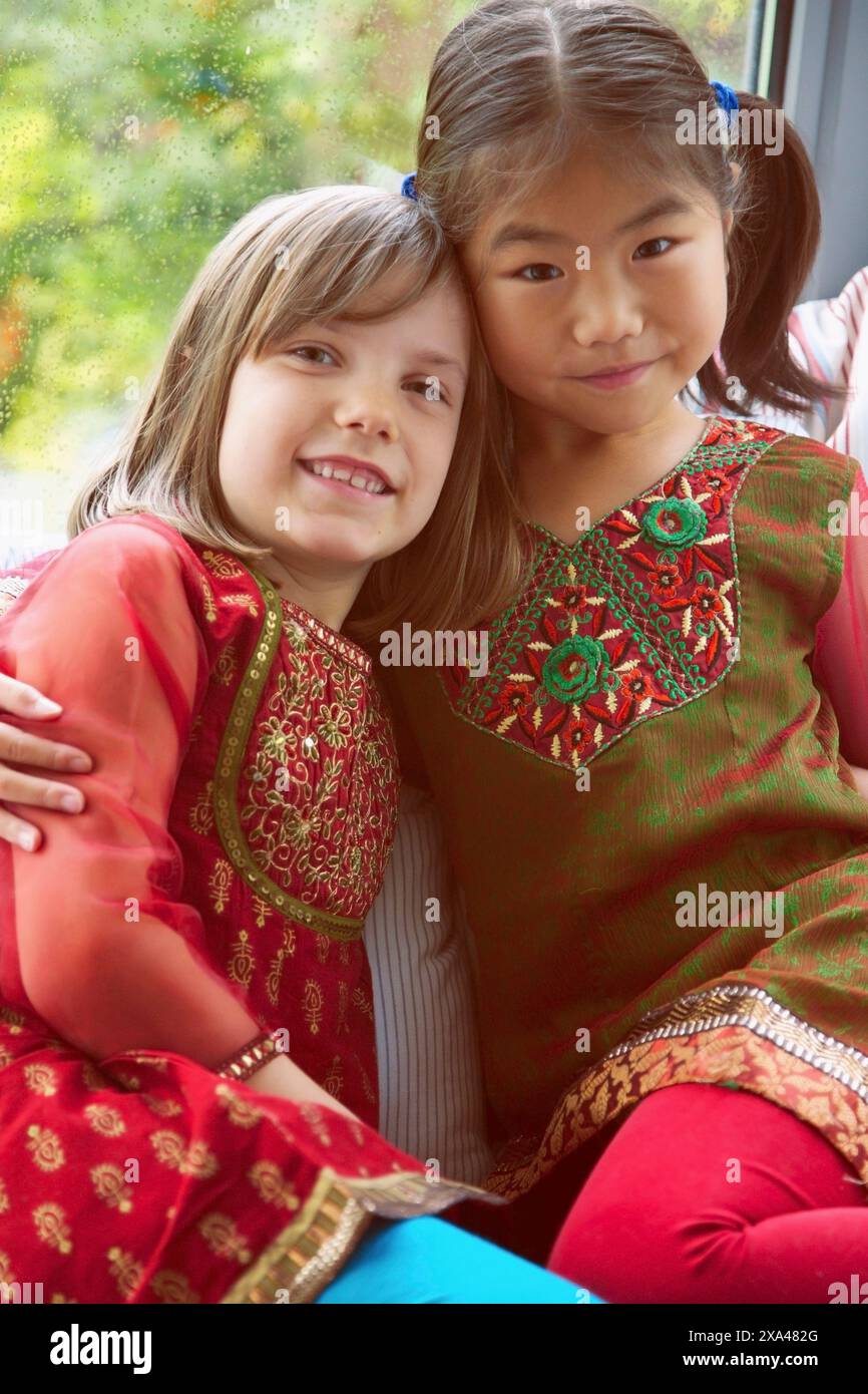Portrait of Two Young Girls Stock Photo - Alamy