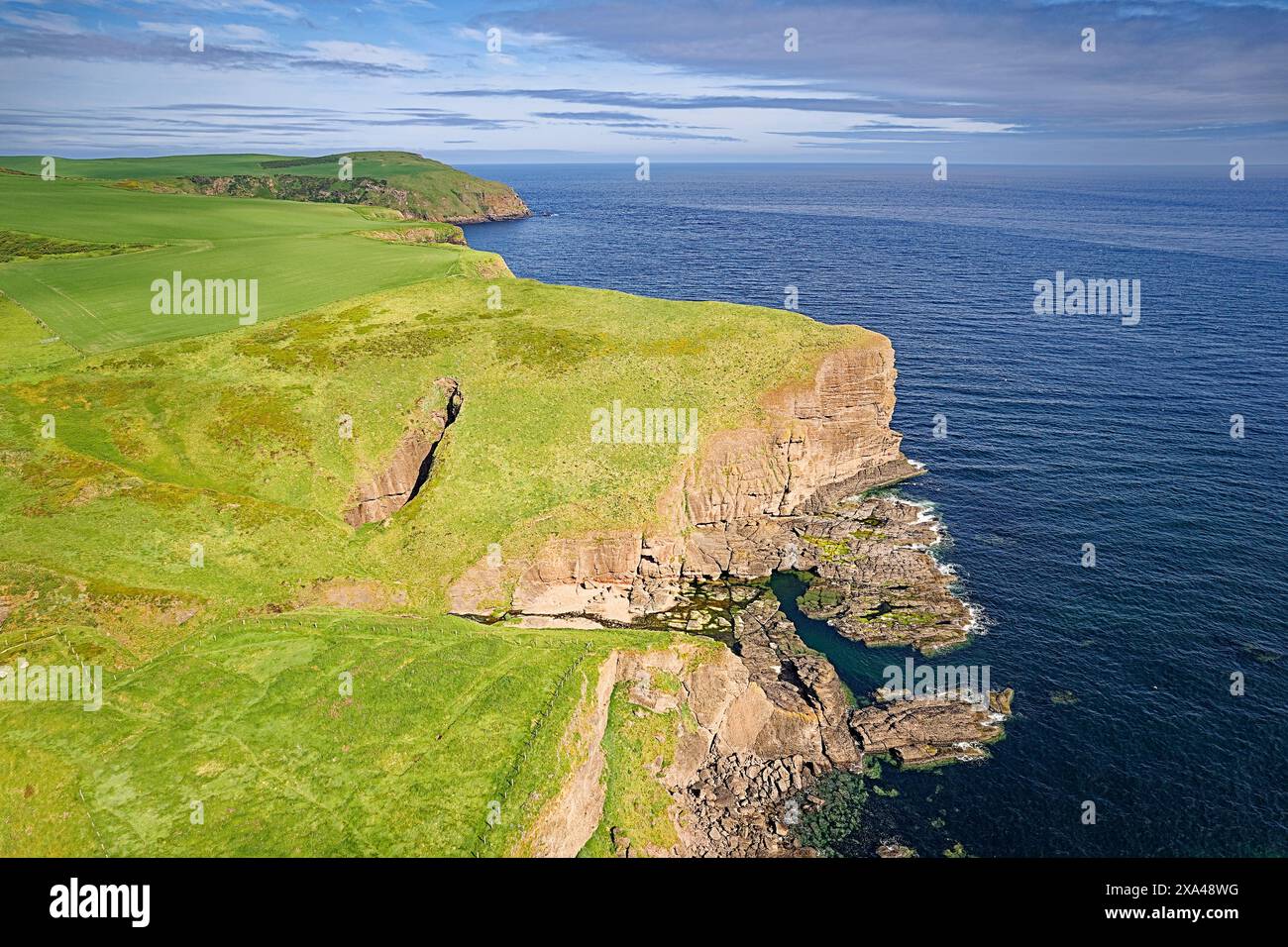 Cullykhan Beach and Bay Aberdeenshire rocky cliffs Lions Head and ...