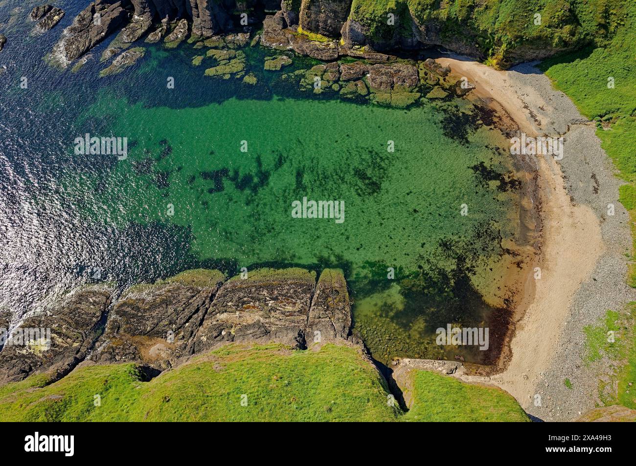 Cullykhan Beach and Bay Pennan Aberdeenshire sand beach and green water ...