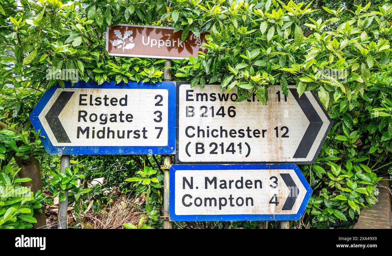 Signpost in South Harting to nearby towns and villages in Hampshire and ...