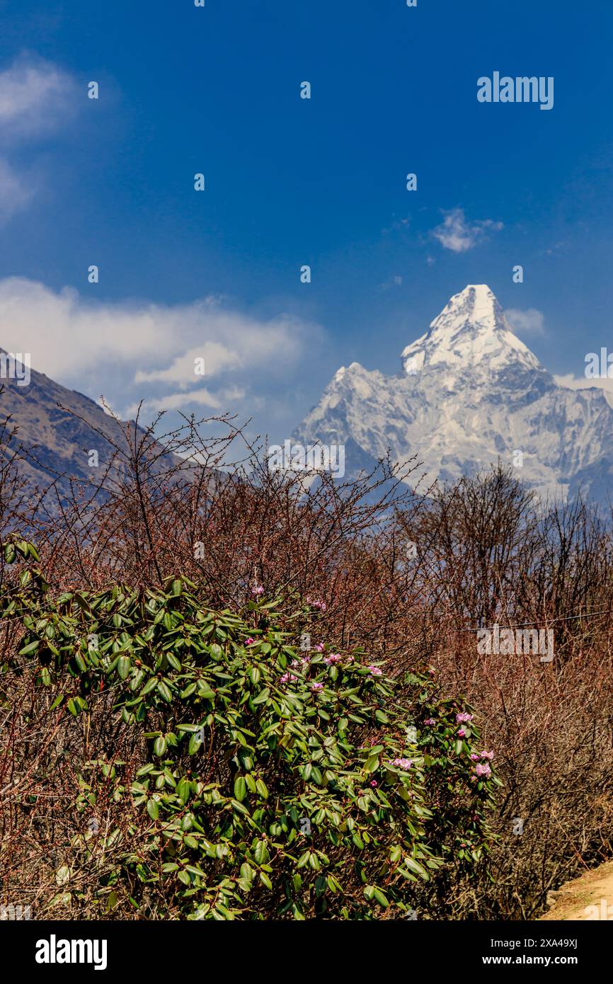 Ama Dablam mountain summit peak in Himalaya mountain range, Nepal ...