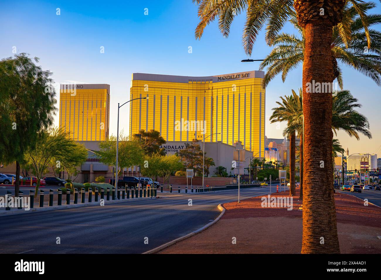 Iconic Welcome to Fabulous Las Vegas Nevada sign with palm trees Stock ...
