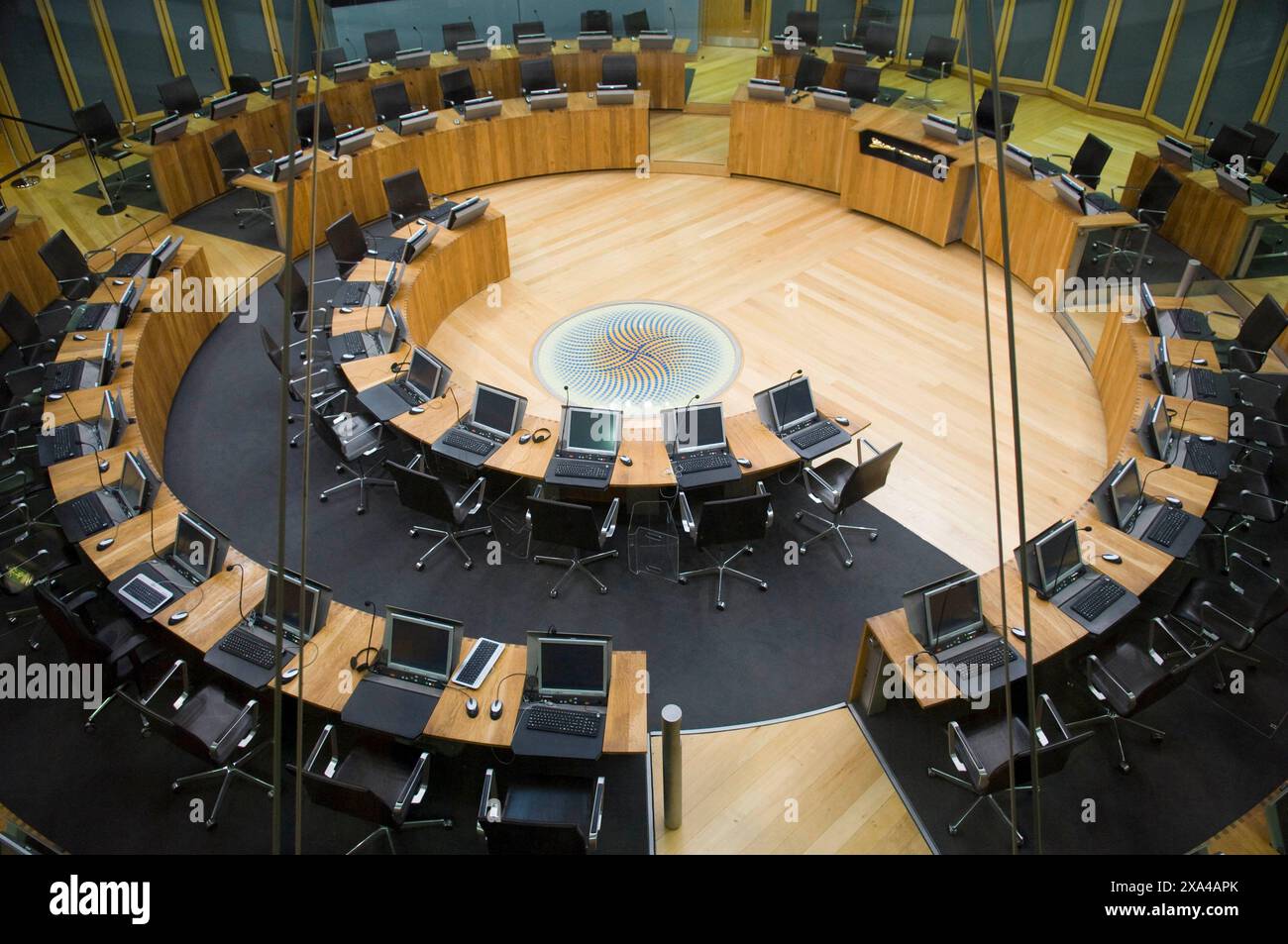 The Oriel debating chamber of The Welsh Parliament at The Senedd ...