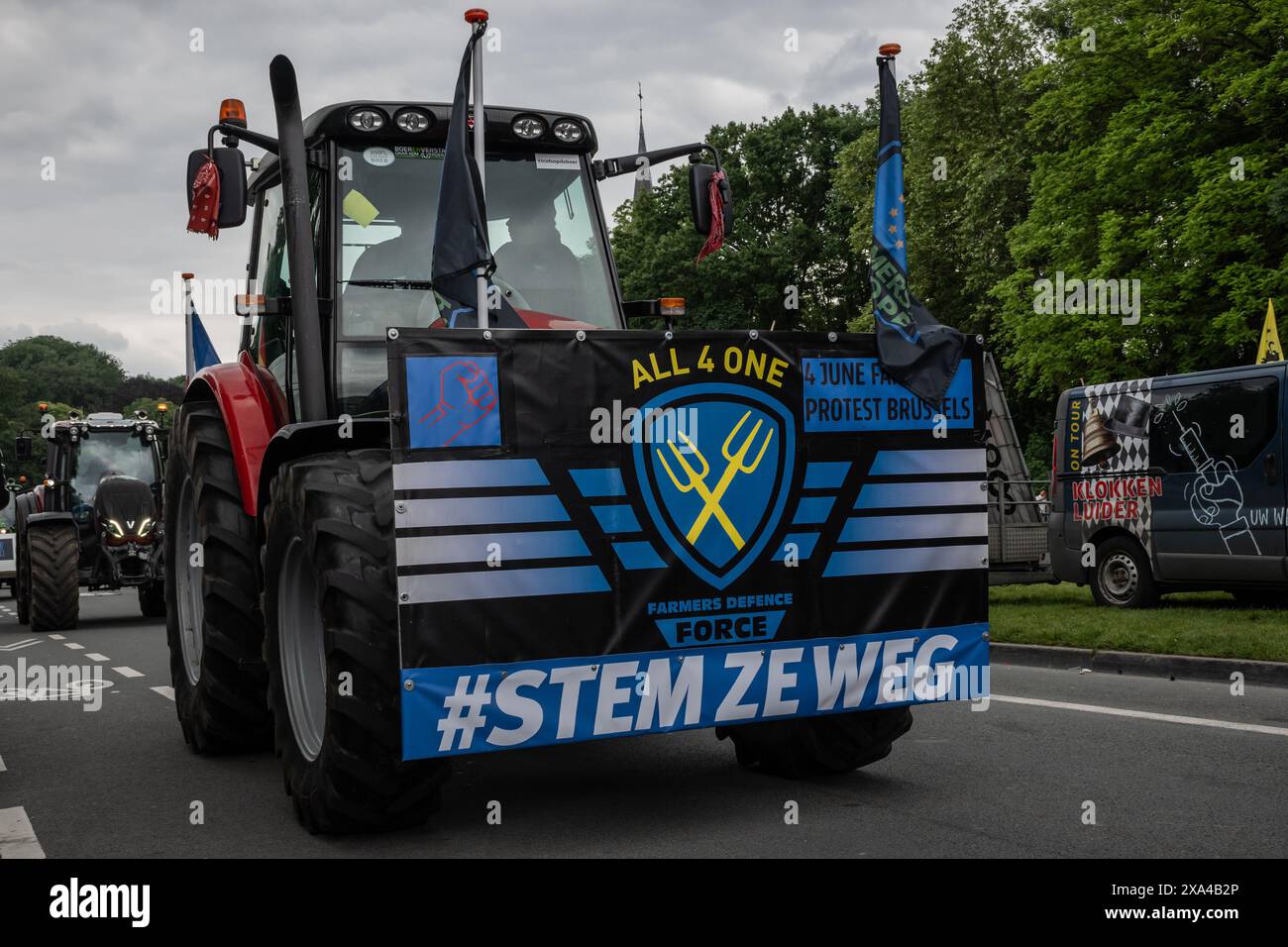 Brussels, Belgium 4th June 2024. European Farmers Defense Force stage ...