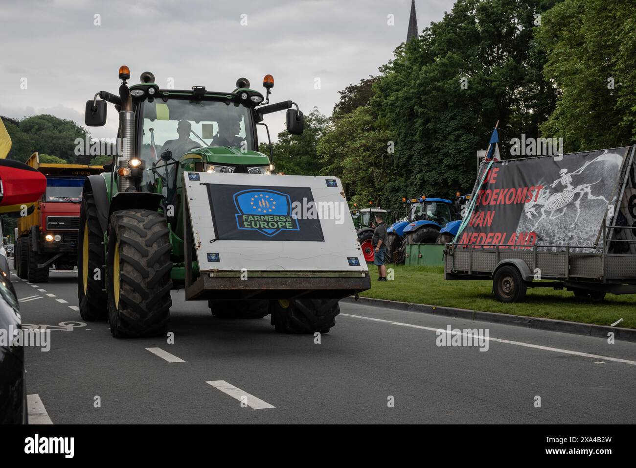 Brussels, Belgium 4th June 2024. European Farmers Defense Force stage ...