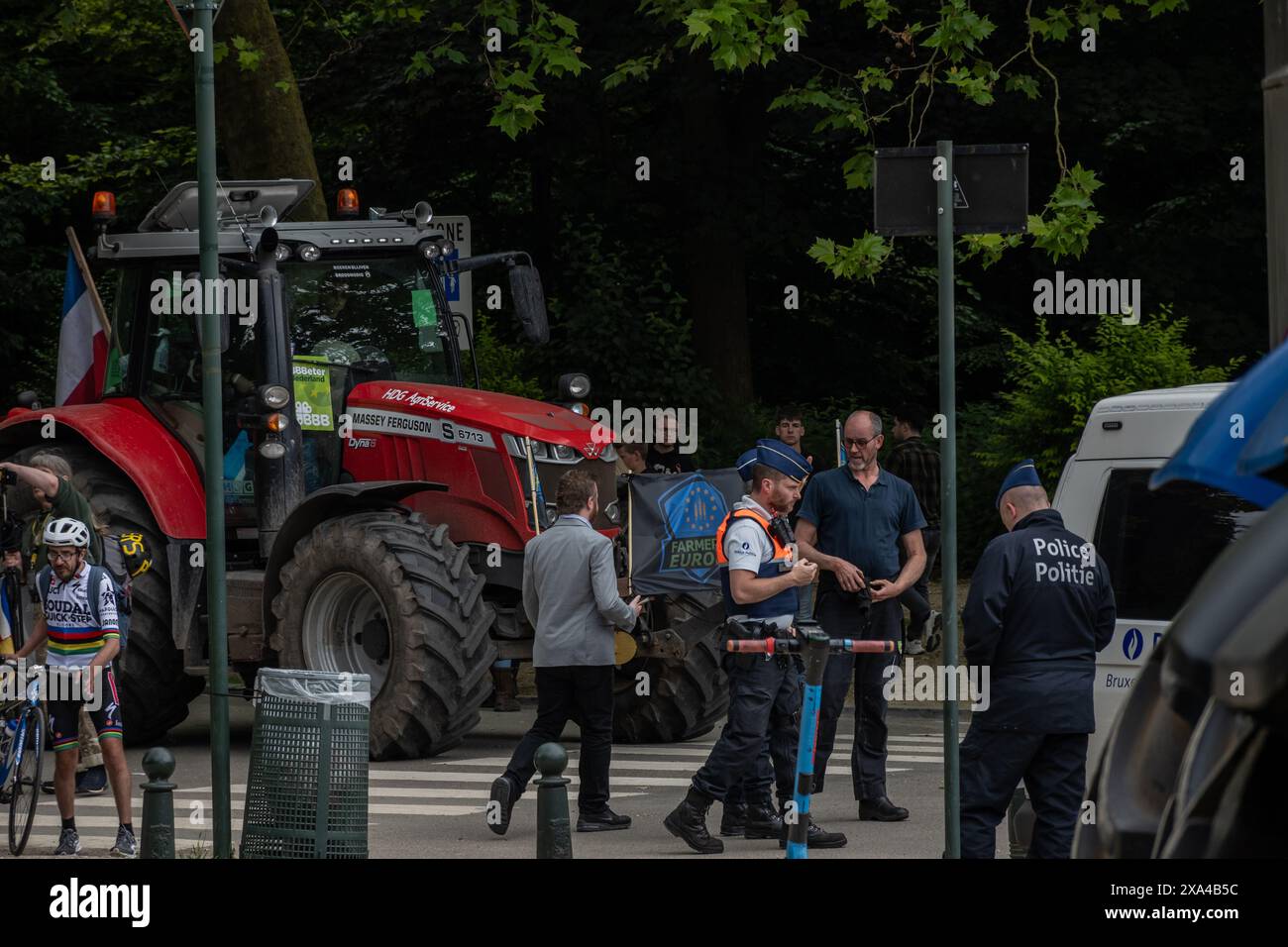 Brussels, Belgium 4th June 2024. European Farmers Defense Force stage ...