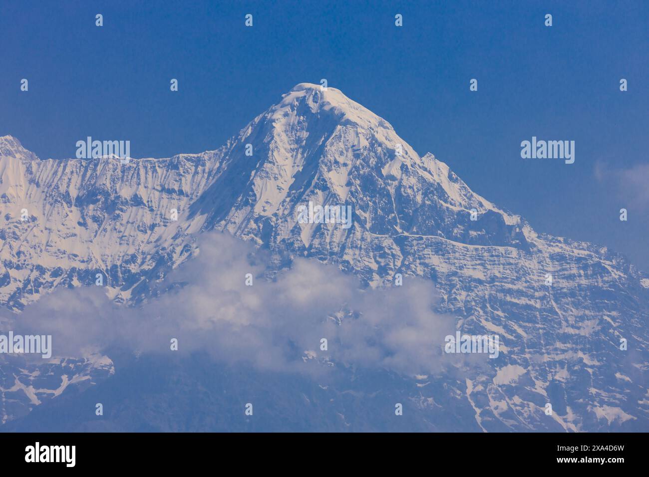 Annapurna South, Mardi Himal and Machapuchare mountain summits snow ...