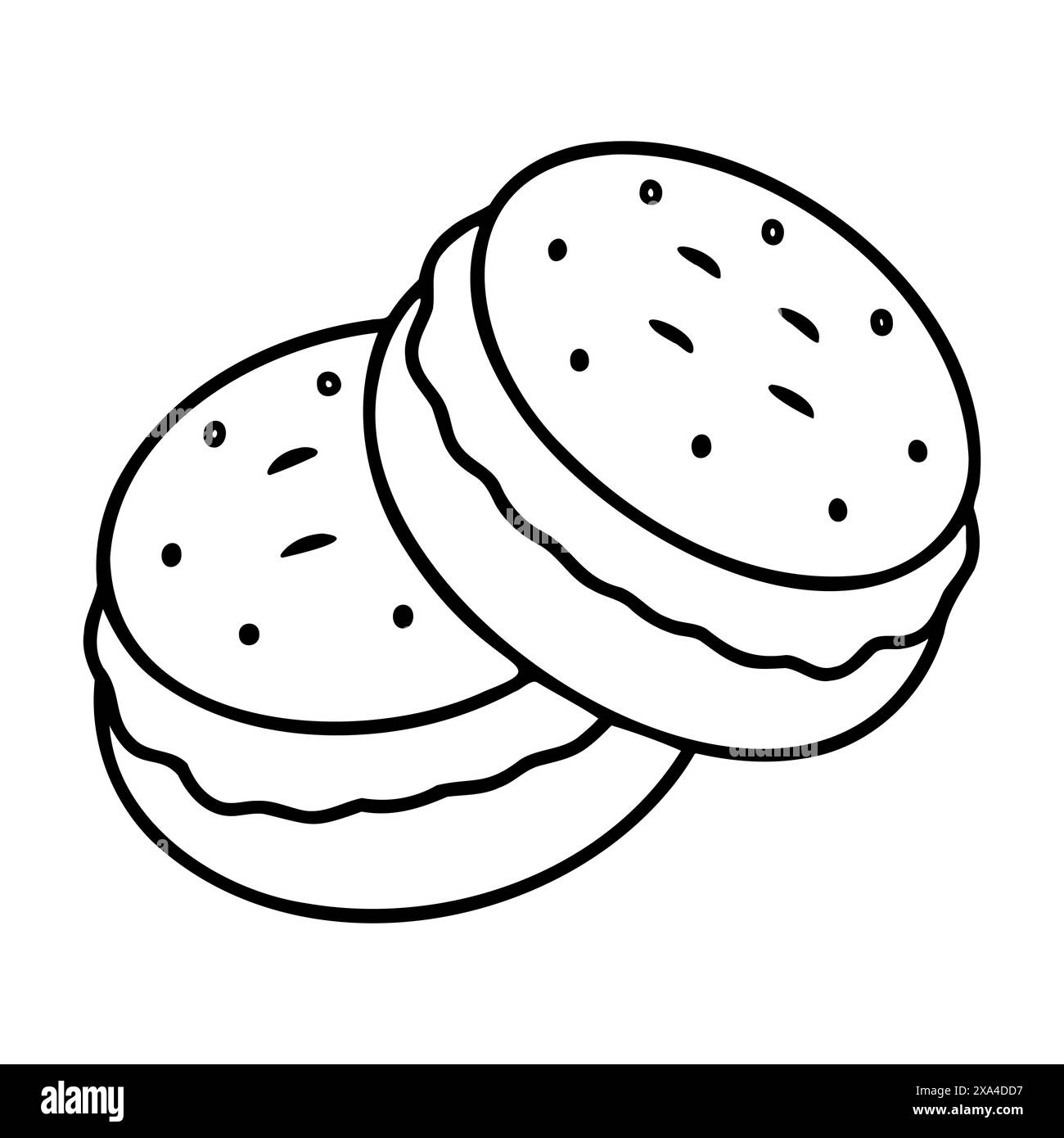 Cookies contour doodle drawing, isolated on white background. Vector ...