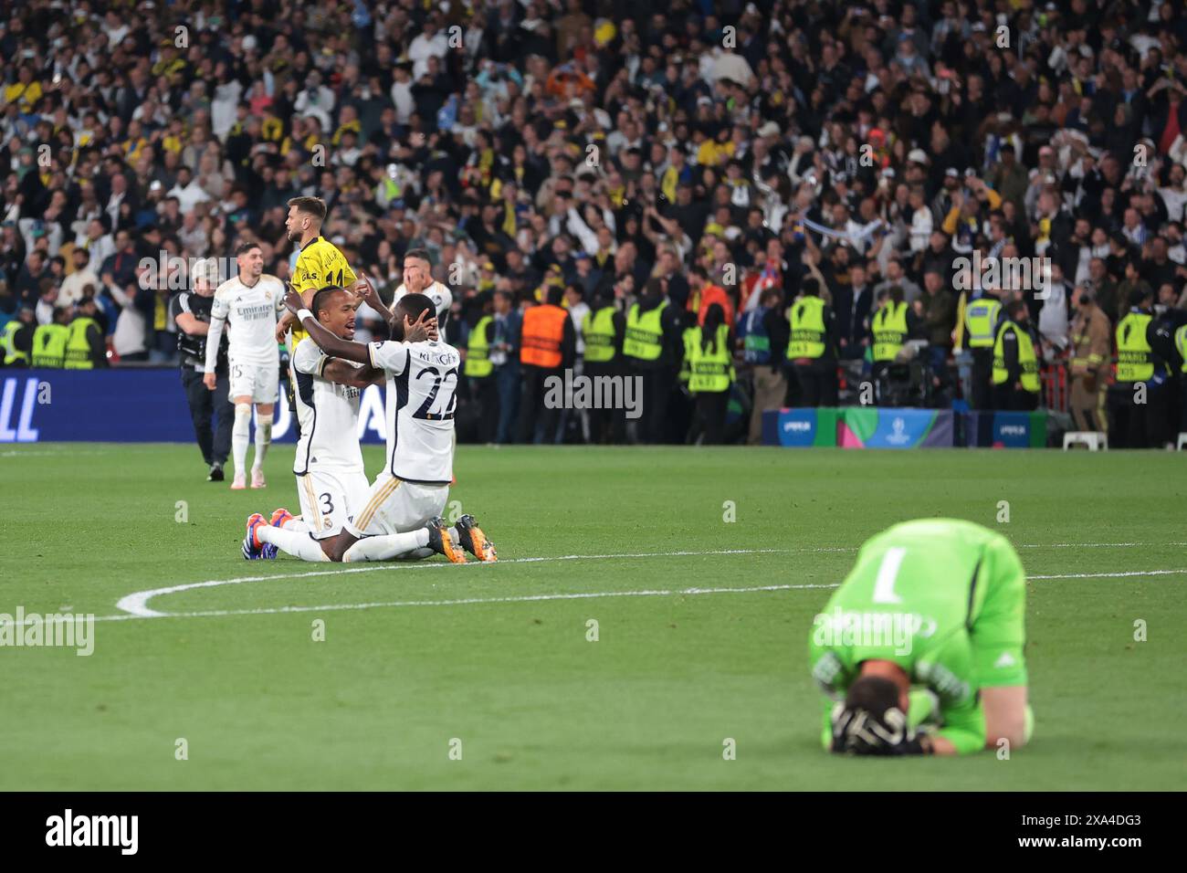 London, UK. 1st June, 2024. Eder Militao and Antonio Rudiger of Real ...