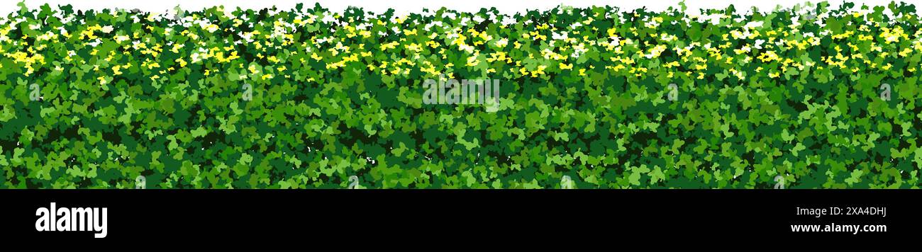 Top of green hedge with white flowers as a seamless endless pattern ...