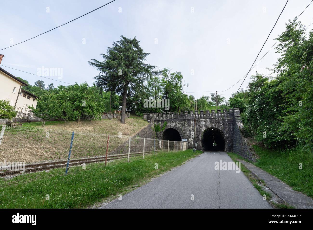 Pair of tunnels at Nova gorica, both formerly train tunnels, right one ...