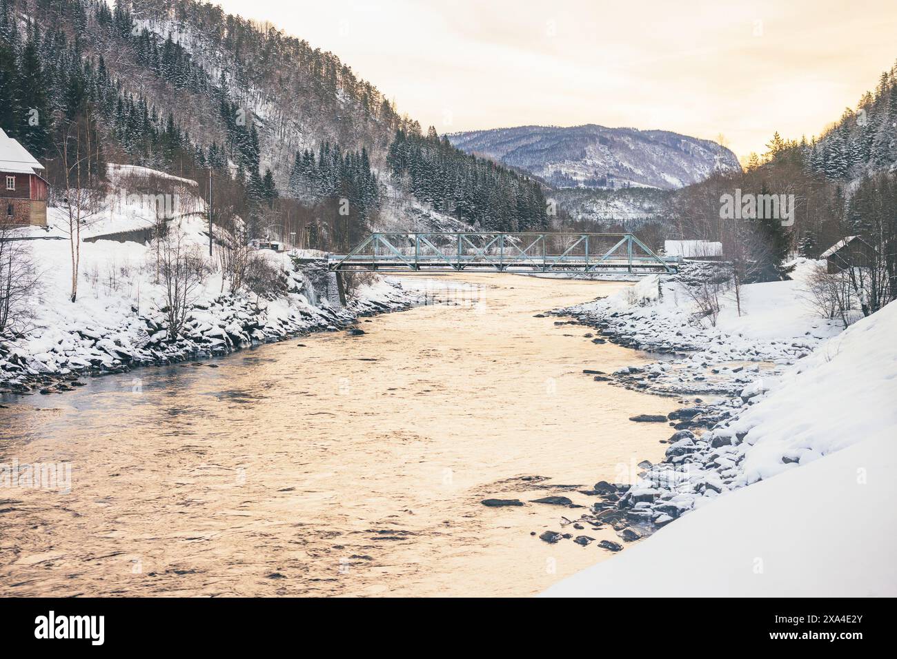 River in norway close to voss. Typical winter wonderland in norwegian ...