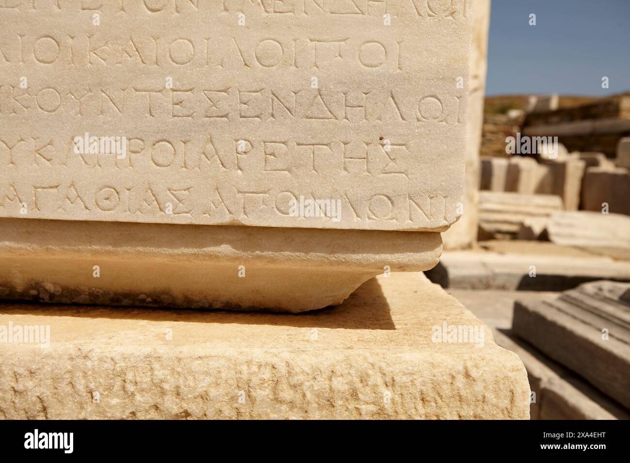 Greek Inscription on Ruins at Delos, apollon Stock Photo - Alamy