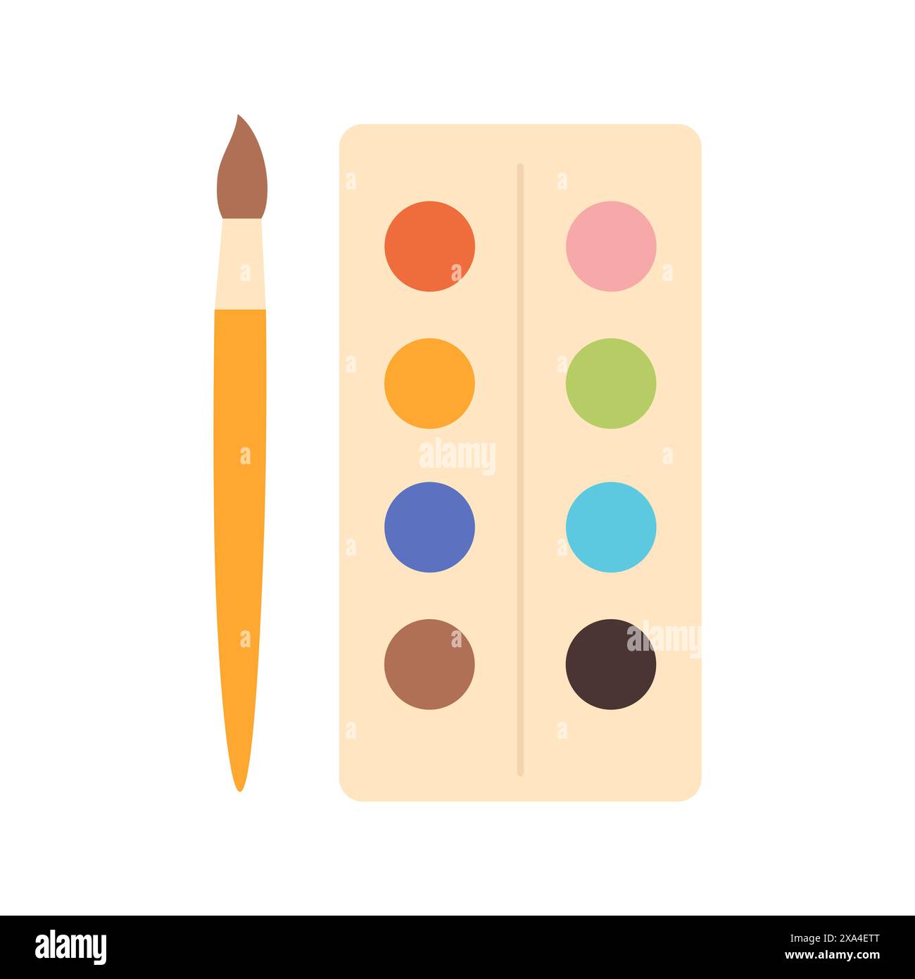 Brush and paint palette for painting, school artists tools set vector ...