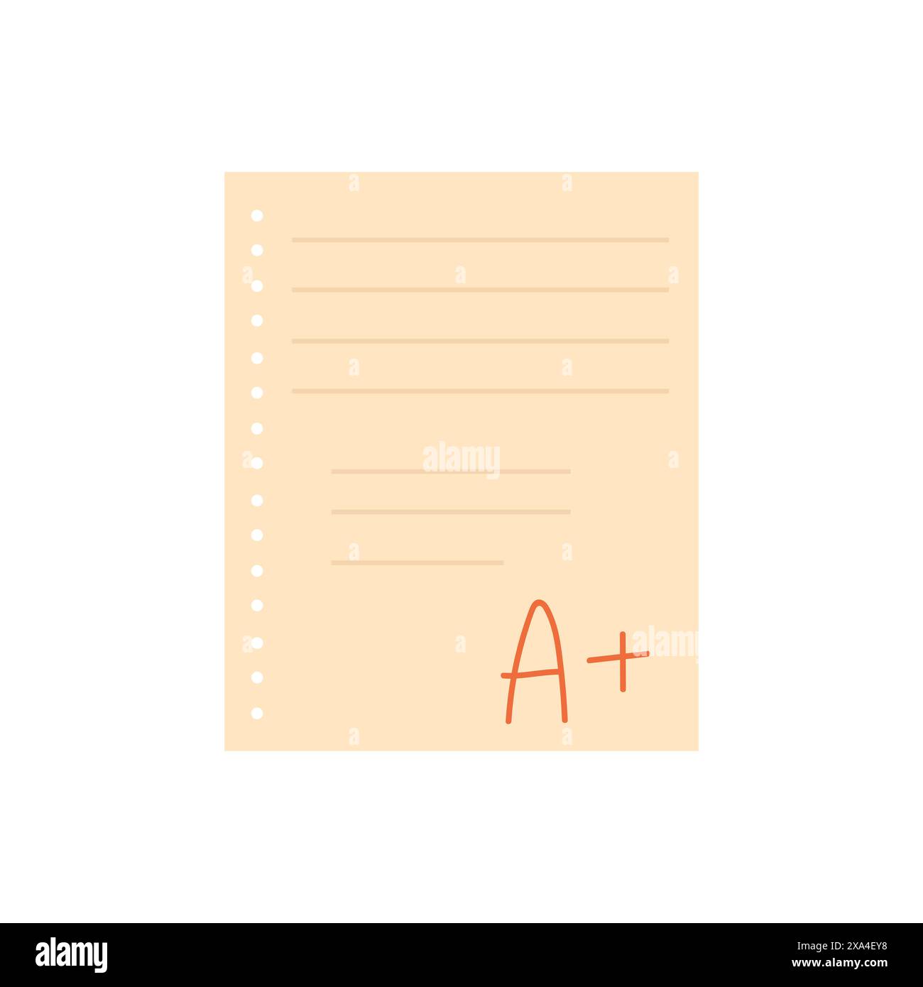 Exam test paper sheet of school student with perfect results vector ...